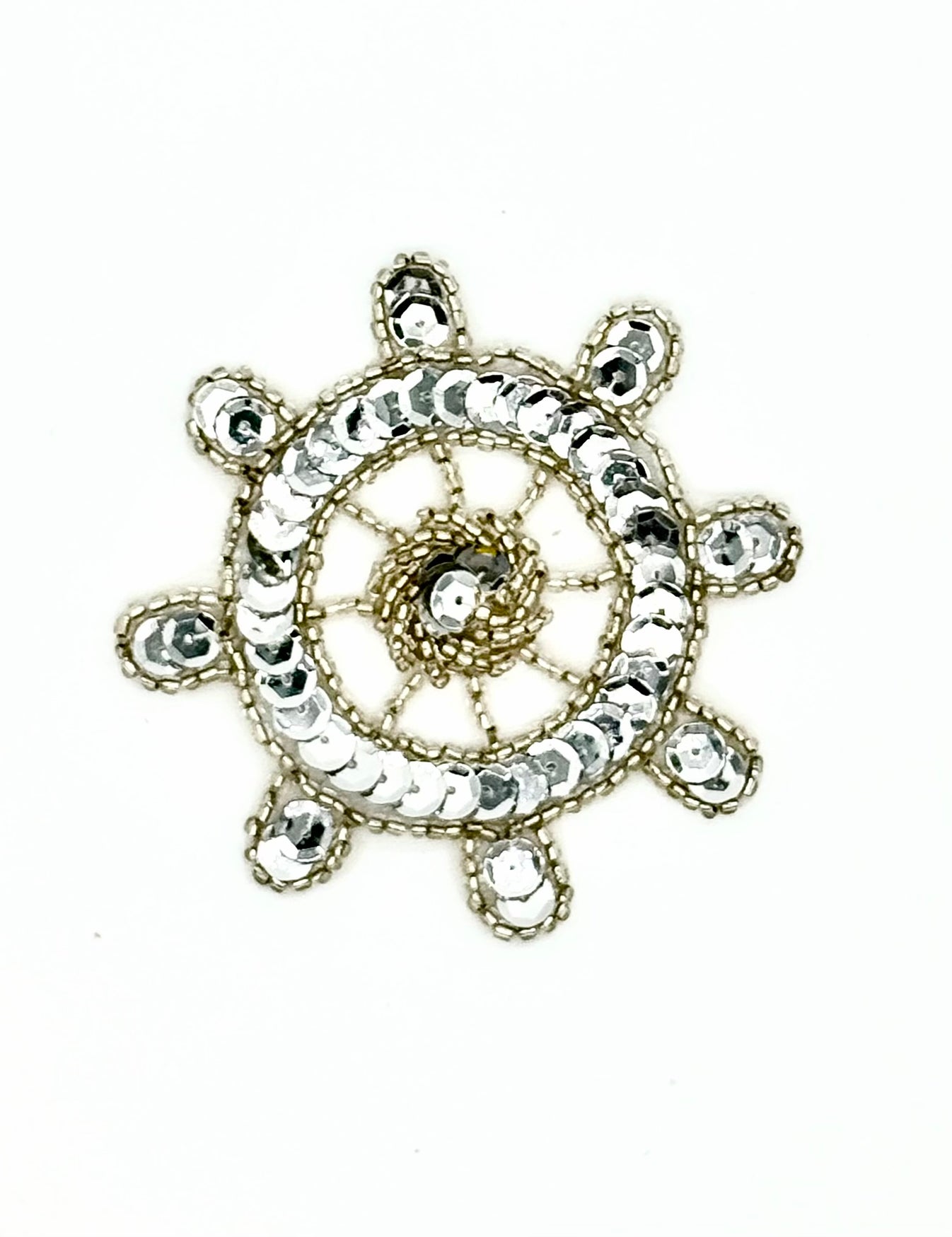 Ships Wheel Silver Sequins and Beads 3" – SequinAppliques