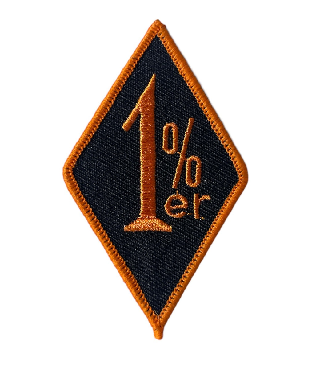 1%er Patch with Black and Orange Embroidery 3" x 2" | Only $9.00