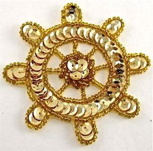 Ships Wheel Gold Sequins and Beads 3" | Only $7.00