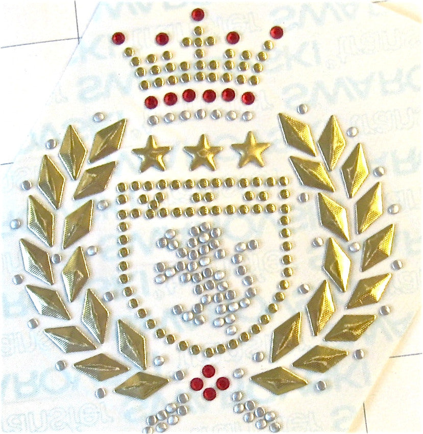 Crown English Heat Transfer Iron-0n with swarovski Crystals 4" x 3 ...