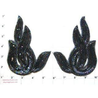 Designer Motif Moonlight Sequin Beaded Swirl Pair 6" x 4" – SequinAppliques